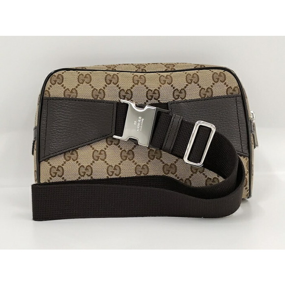 Gucci | Bags | Gucci Gg Bag Tan Leather Canvas Brown Waist | Poshmark